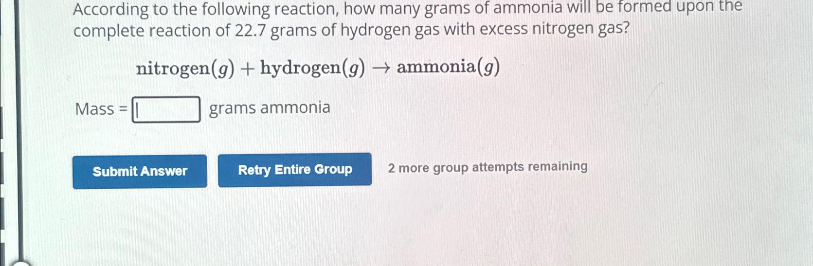 Solved According to the following reaction, how many grams | Chegg.com