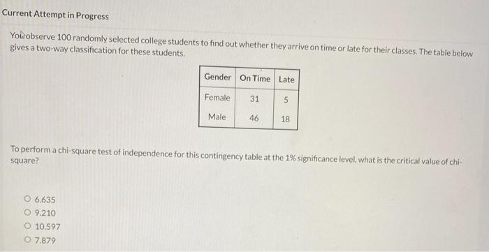 Solved Yotebserve 100 randomly selected college students to | Chegg.com