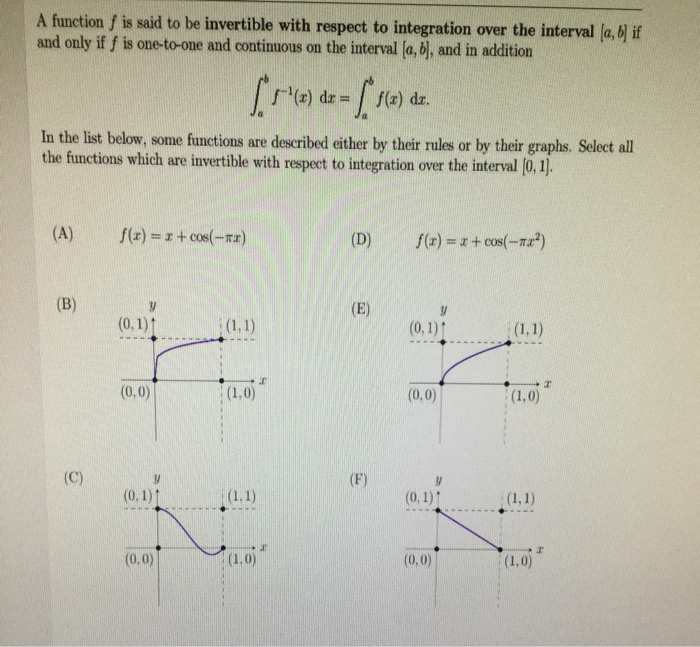 Solved A Function F Is Said To Be Invertible With Respect To