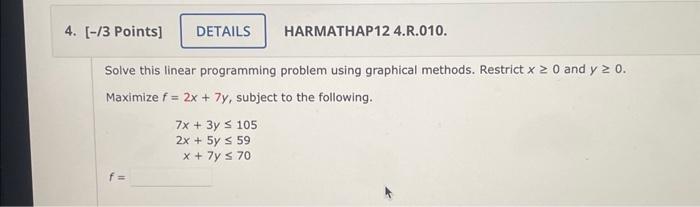 Solved Solve this linear programming problem using graphical | Chegg.com