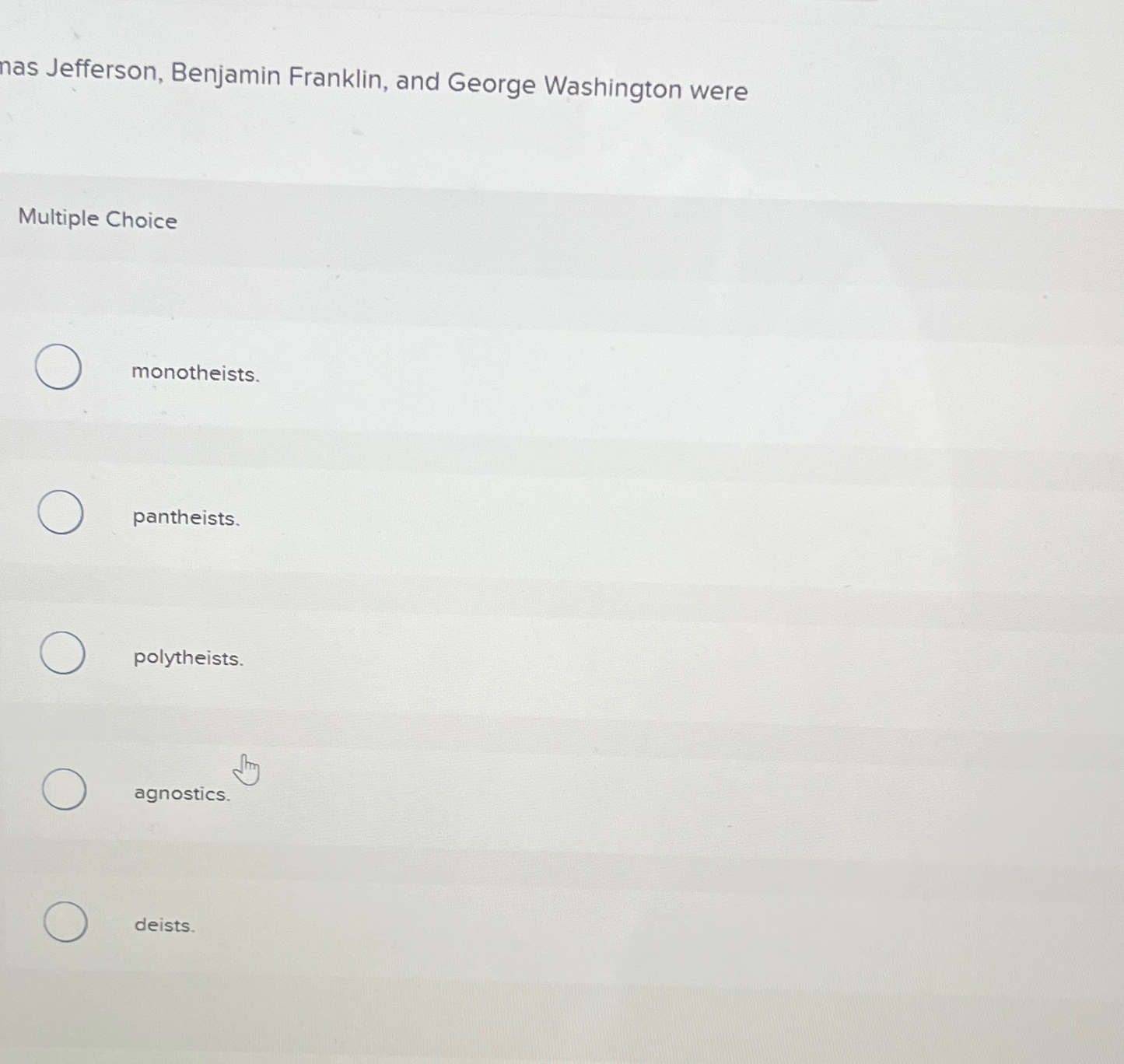 Solved nas Jefferson, Benjamin Franklin, and George | Chegg.com