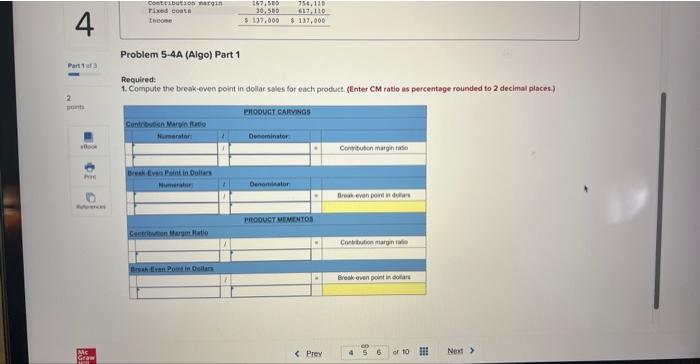 Solved Required information Problem 5-4A (Algo) Break-even | Chegg.com