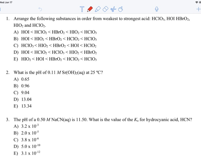 Solved Wed Jun 17 + 5 T O 1. Arrange the following | Chegg.com