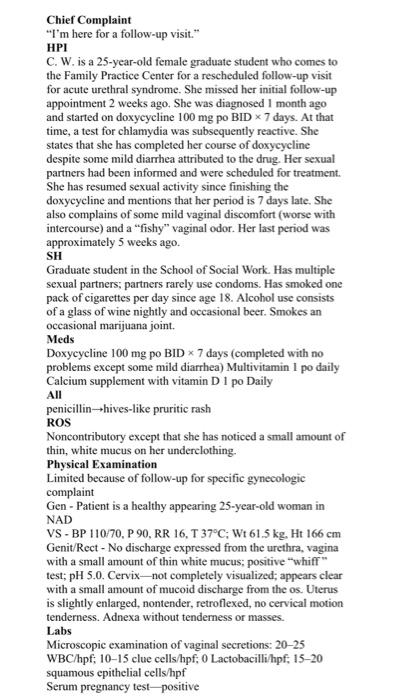 Solved Chief Complaint "I'm here for a follow-up visit." HPI | Chegg.com