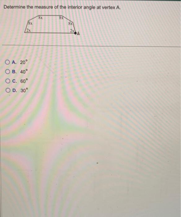 Solved Determine the measure of the interior angle at vertex | Chegg.com
