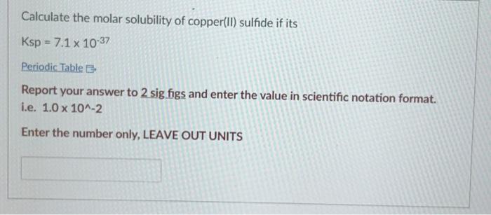 Solved Calculate the molar solubility of copper(II) sulfide | Chegg.com