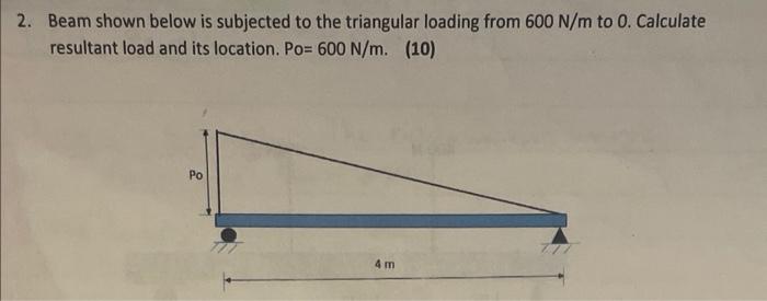 Solved 2. Beam shown below is subjected to the triangular | Chegg.com