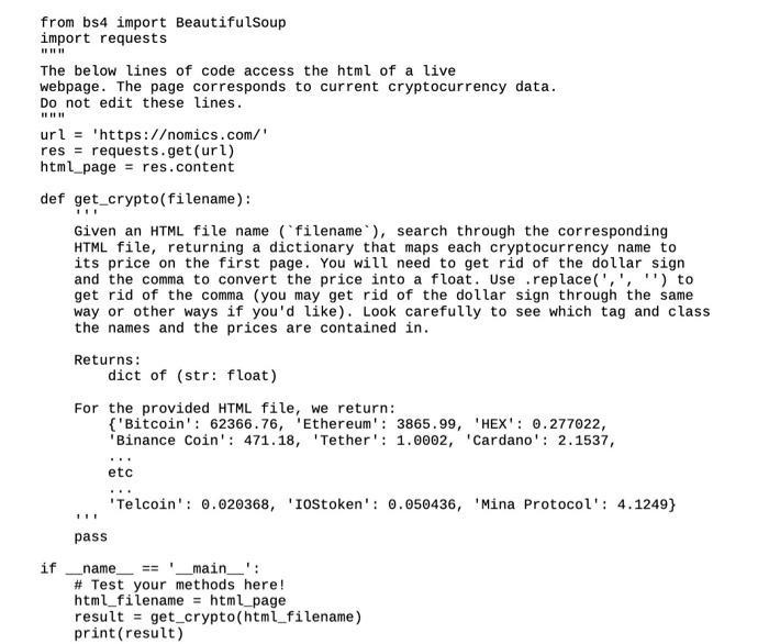 Solved a The below lines of code access the html of a live | Chegg.com
