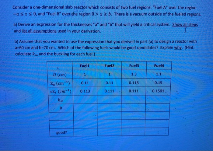 Consider a one-dimensional slab reactor which | Chegg.com