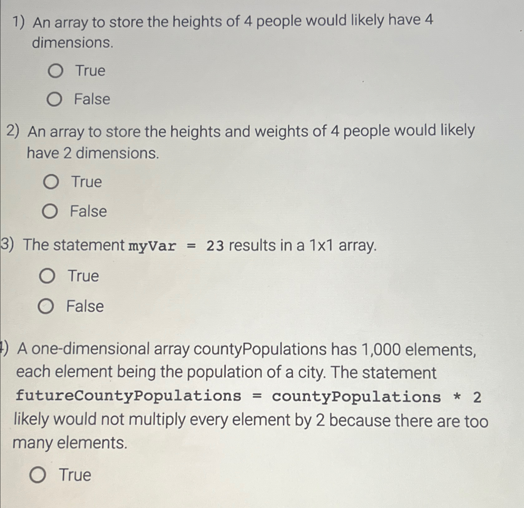 Solved An array to store the heights of 4 ﻿people would | Chegg.com