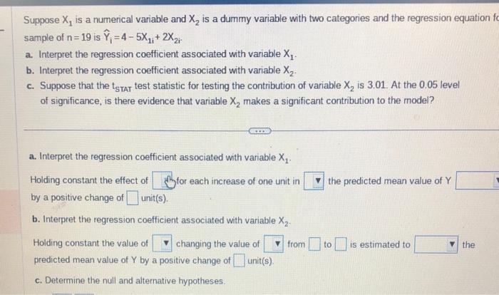 Solved Suppose X1 is a numerical variable and X2 is a dummy | Chegg.com