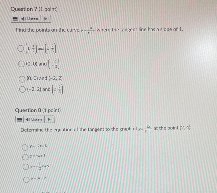 Solved Find the points on the curve y=x+1x where the tangent | Chegg.com