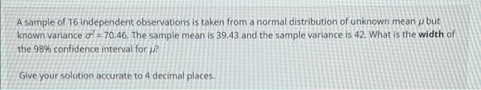Solved A sample of 16 independent observations is taken from | Chegg.com
