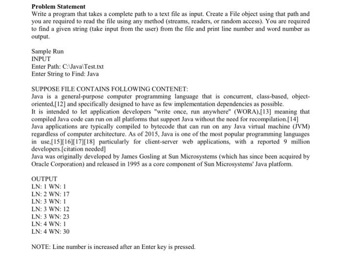 Solved Problem Statement Write a program that takes a | Chegg.com