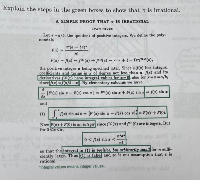 Solved Explain the steps in the green boxes to show that π | Chegg.com