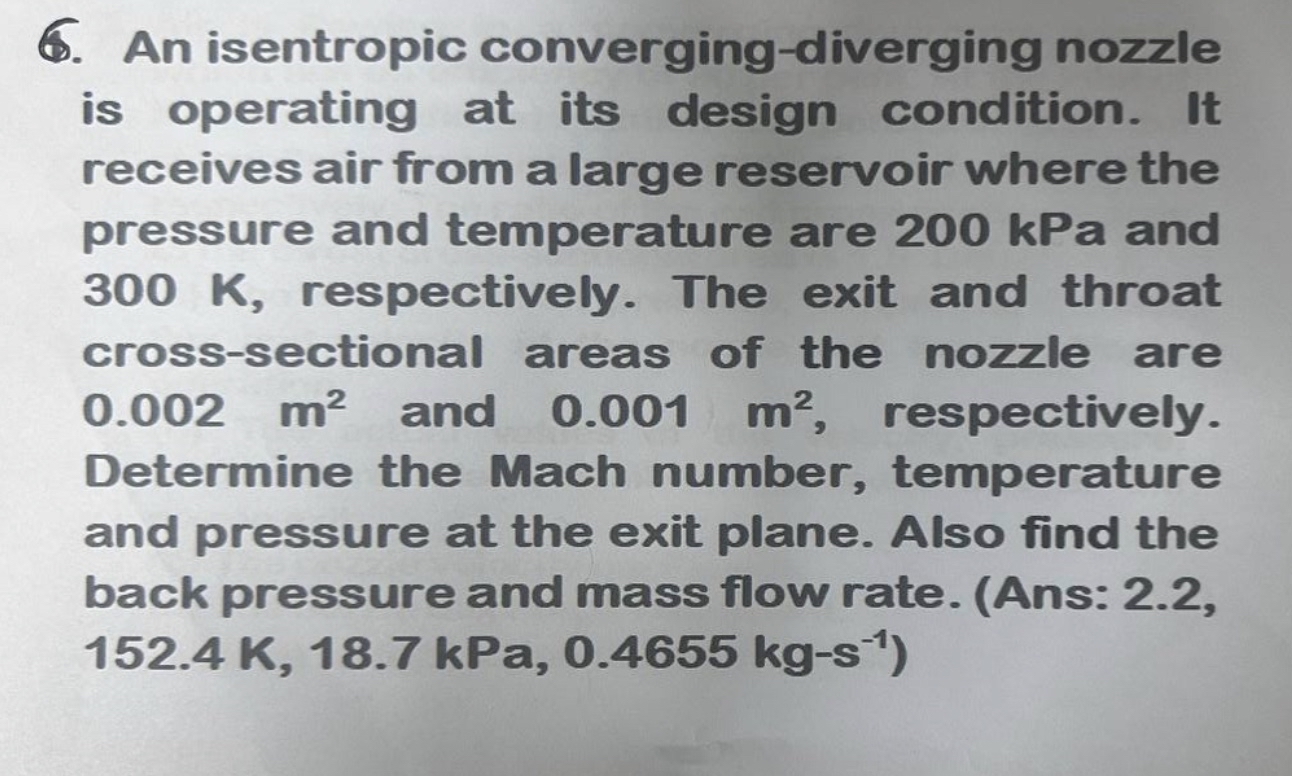 Solved An isentropic converging-diverging nozzle is | Chegg.com