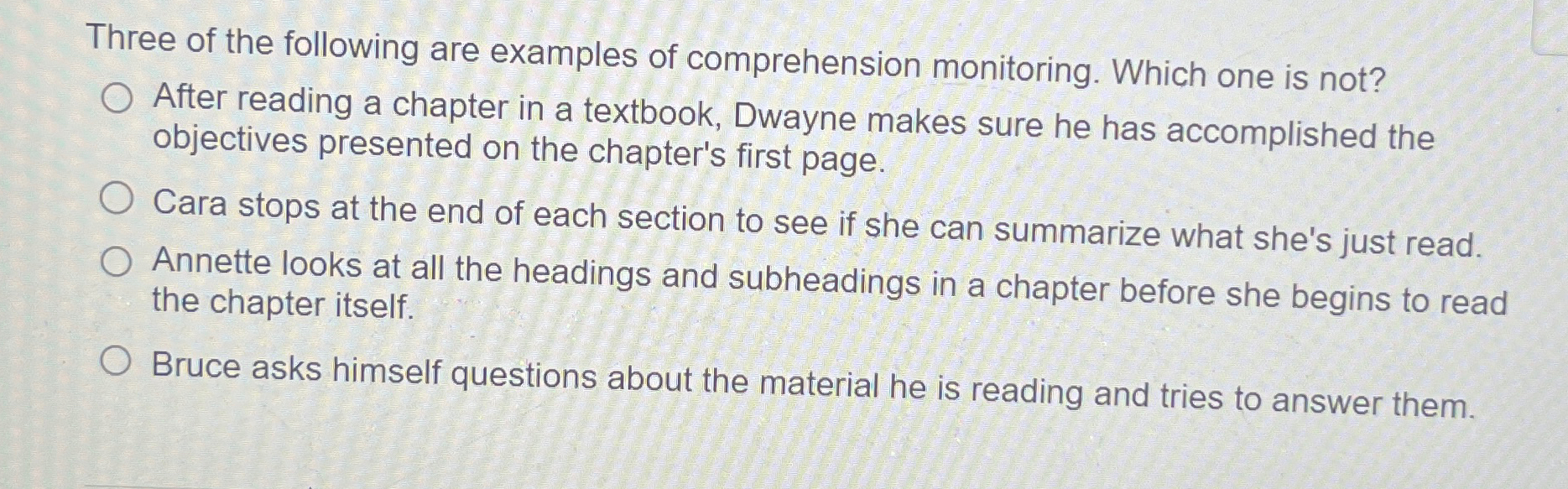 Solved Three of the following are examples of comprehension | Chegg.com