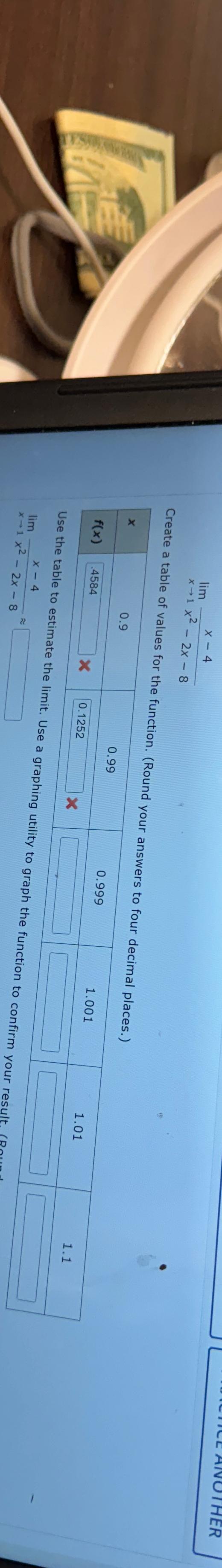 Solved limx→1x-4x2-2x-8Create a table of values for the | Chegg.com