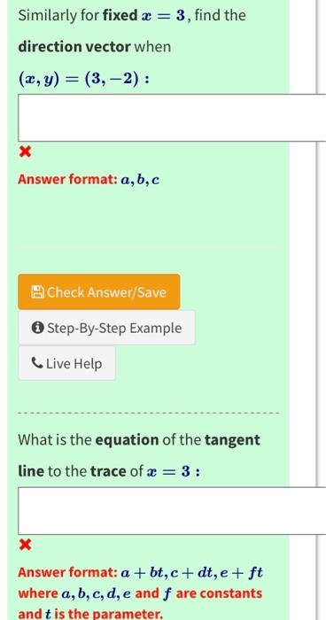 Solved Find the equations of the tangent lines to the traces | Chegg.com