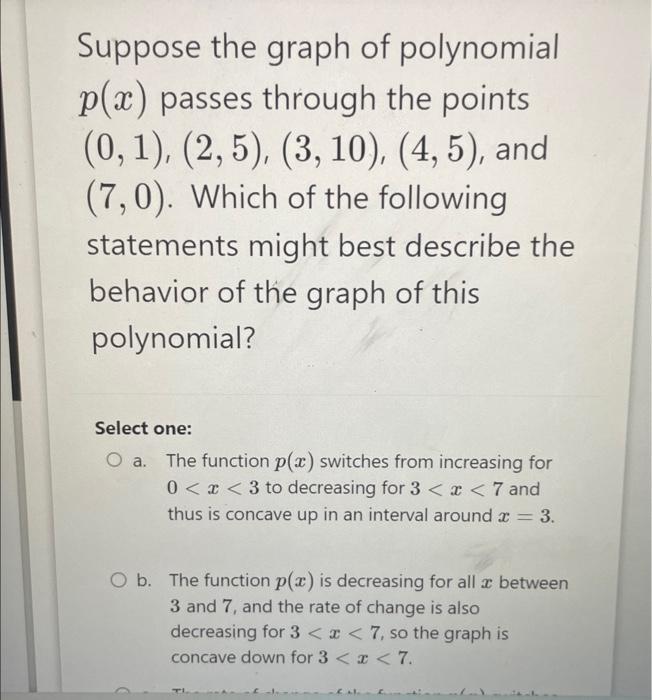 Solved Suppose the graph of polynomial p(x) passes through | Chegg.com