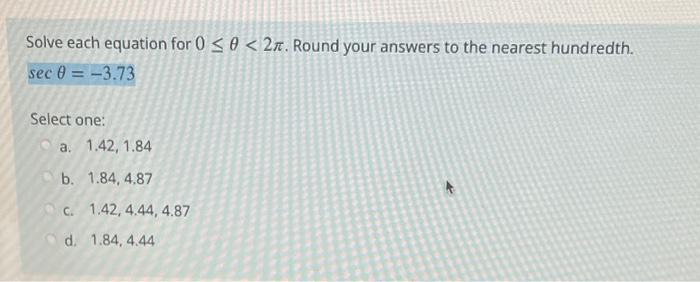 Solved Solve each equation for 0≤θ