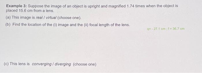 Solved Example 3: Suppose the image of an object is upright | Chegg.com