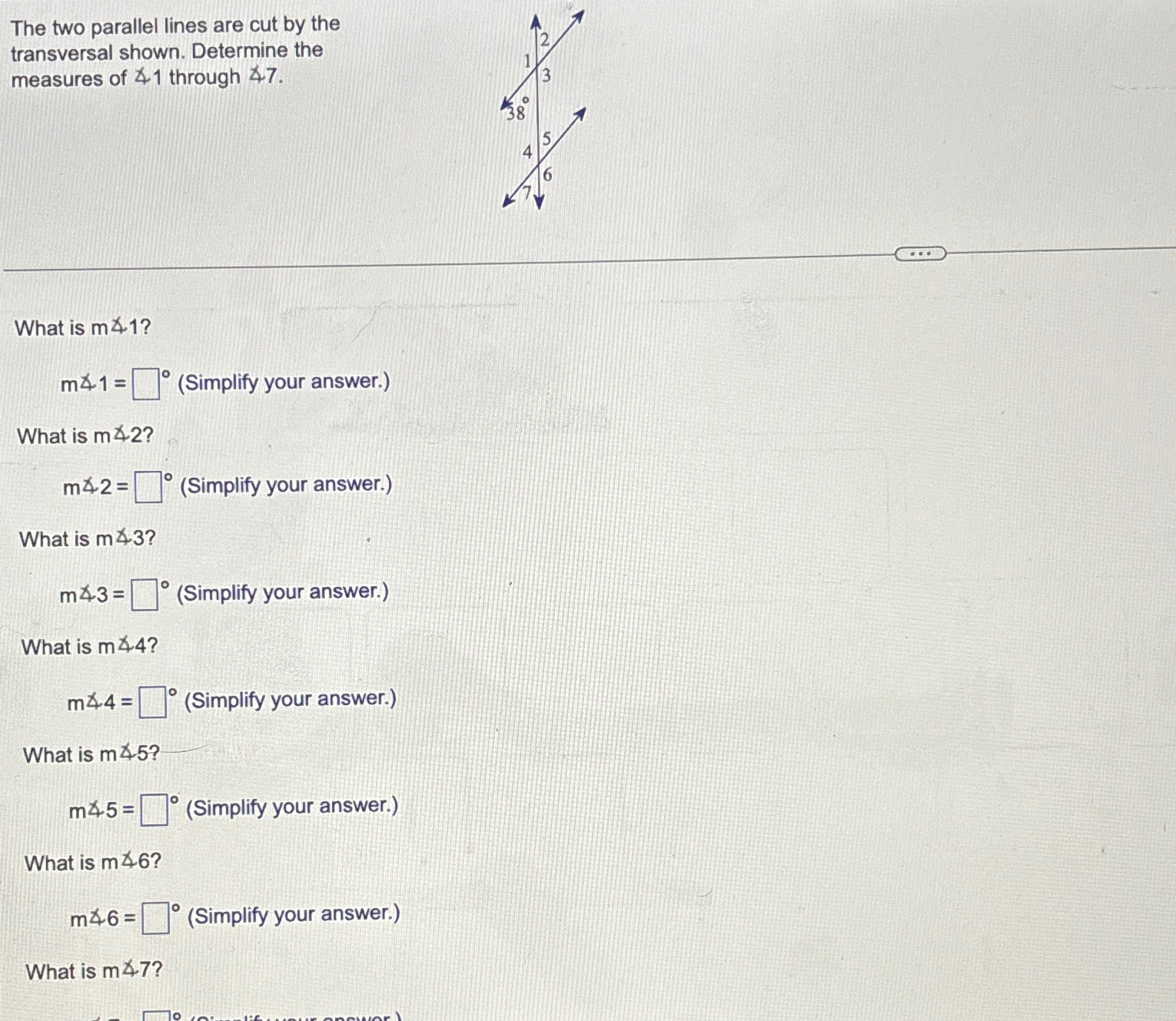 Solved The two parallel lines are cut by the transversal | Chegg.com