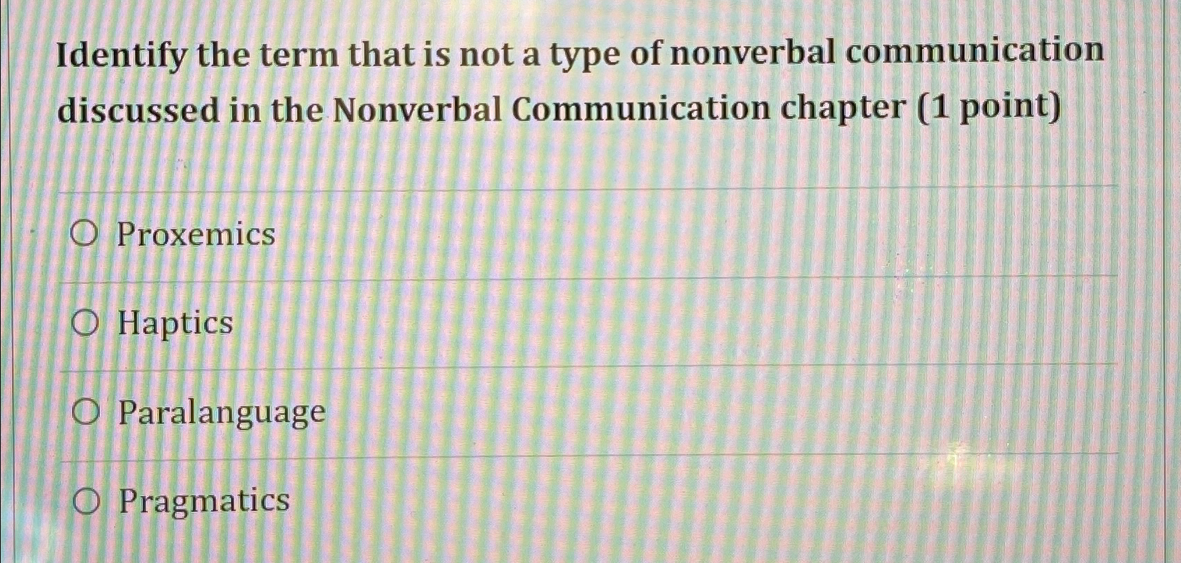 Solved Identify the term that is not a type of nonverbal | Chegg.com