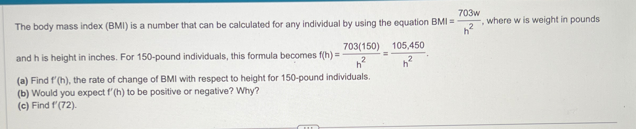 Solved The body mass index (BMI) ﻿is a number that can be | Chegg.com