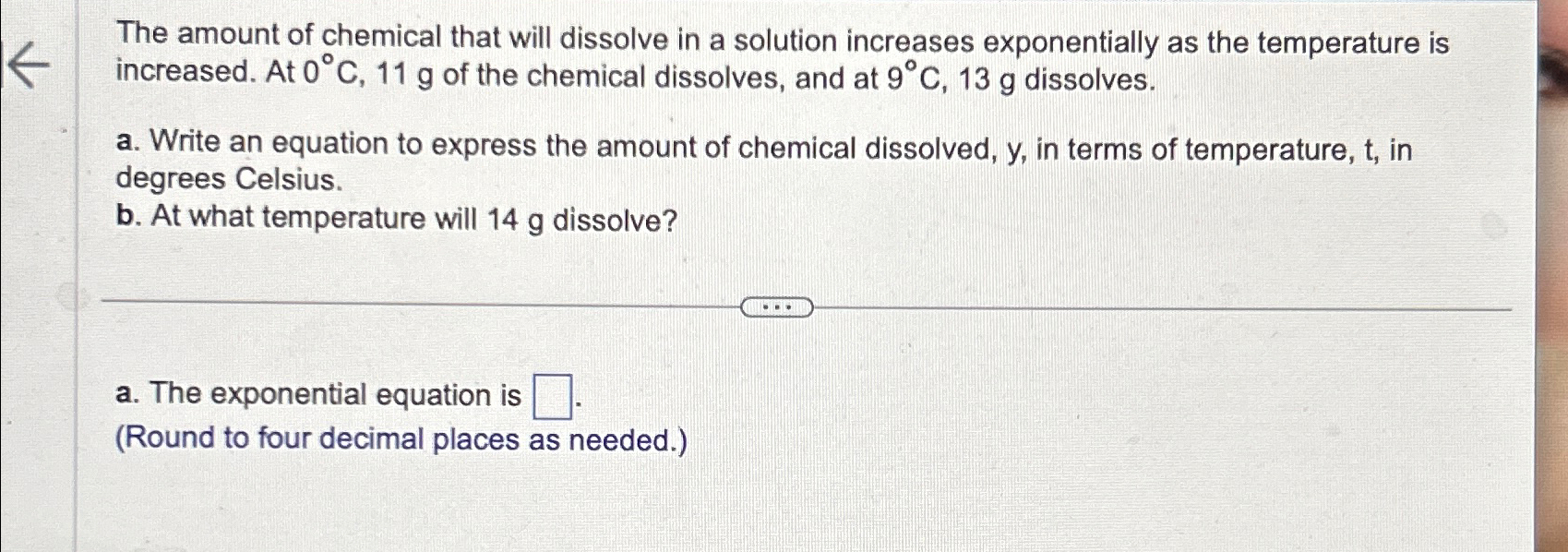 Solved The amount of chemical that will dissolve in a | Chegg.com