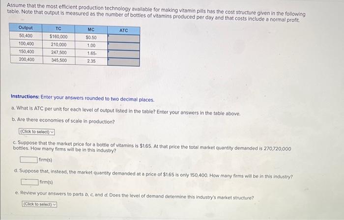 Solved Assume that the most efficient production technology | Chegg.com