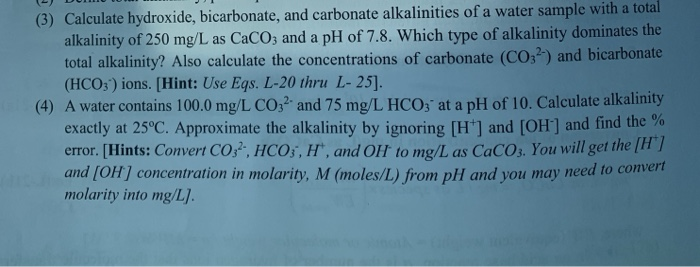 (3) Calculate hydroxide, bicarbonate, and carbonate | Chegg.com