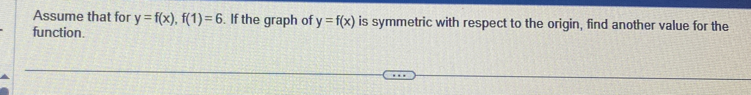 Solved Assume that for y=f(x),f(1)=6. ﻿If the graph of | Chegg.com