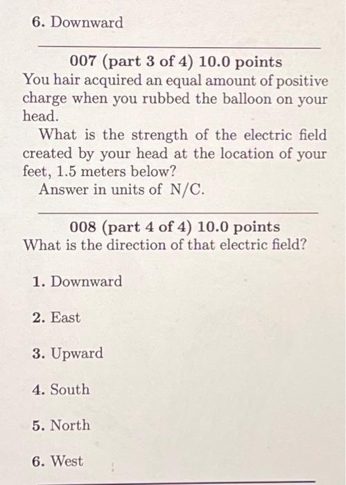 Solved 005 (part 1 of 4 ) 10.0 points The electric field at | Chegg.com