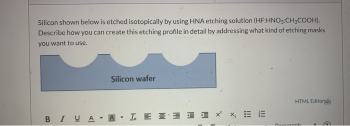 Solved Silicon shown below is etched isotopically by using | Chegg.com