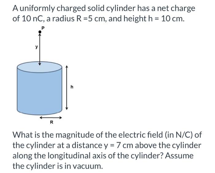 Solved A uniformly charged solid cylinder has a net charge | Chegg.com