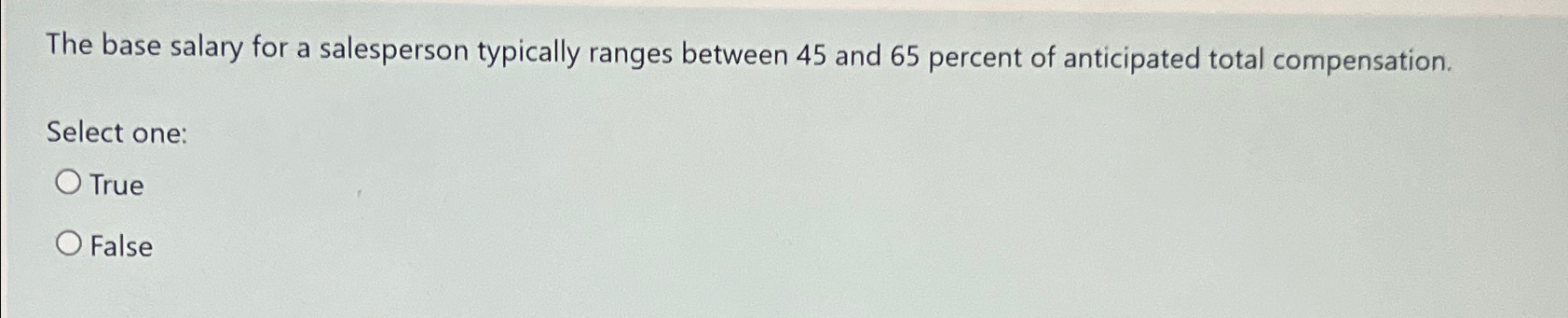 Solved The base salary for a salesperson typically ranges | Chegg.com