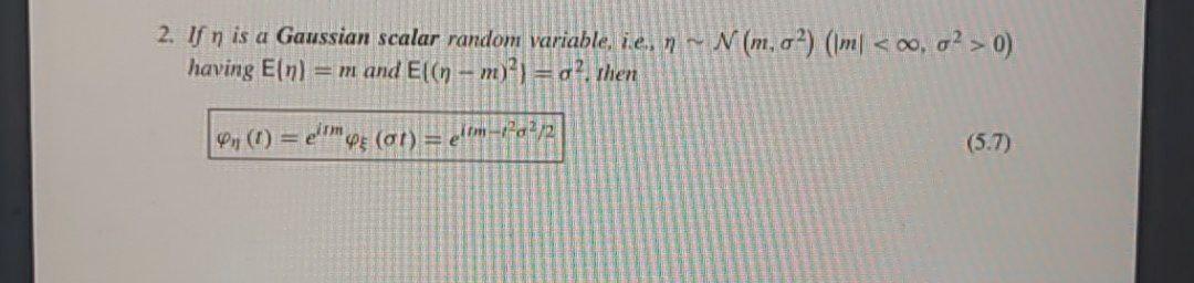 Solved 2. If η is a Gaussian scalar random variable, i.e, | Chegg.com