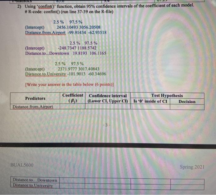 Solved 2) Using 'confinto function, obtain 95% confidence | Chegg.com