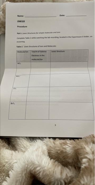 Solved Procedure Part 1. Lewb Structures for aimple | Chegg.com