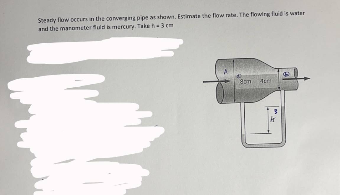 Solved Steady flow occurs in the converging pipe as shown. | Chegg.com