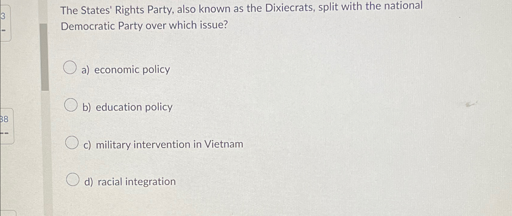 Solved The States' Rights Party, also known as the | Chegg.com