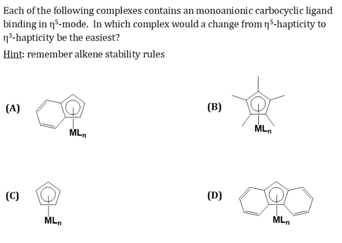 Solved Each of the following complexes contains an | Chegg.com