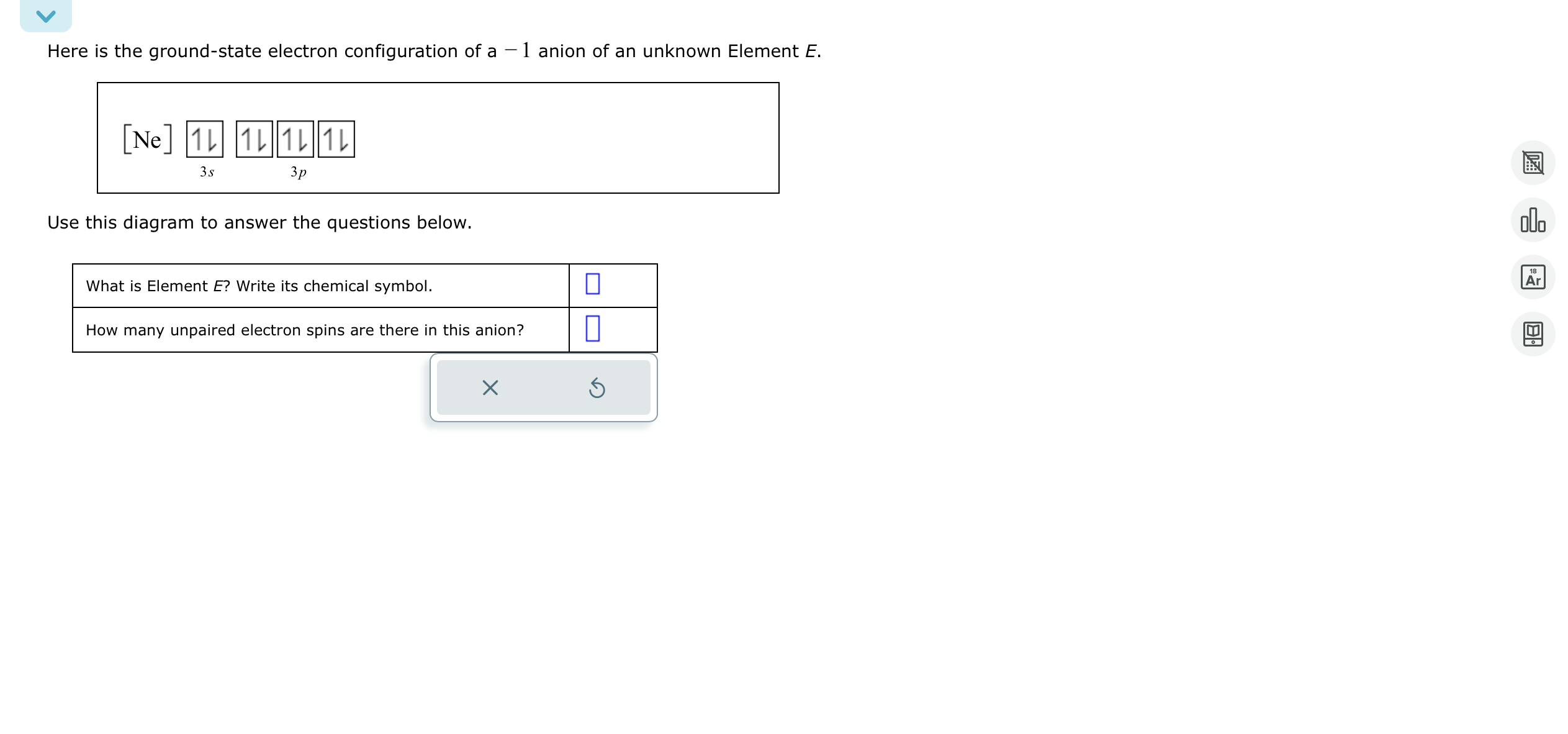 Solved Here Is The Ground State Electron Configuration Of A