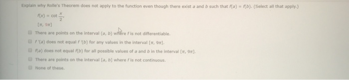 Solved Explain why Rolle's Theorem does not apply to the | Chegg.com