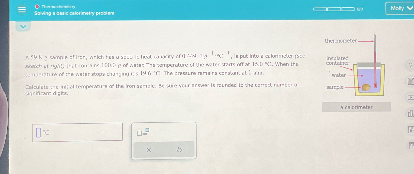 Solved ThermochemistrySolving a basic calorimetry problemA | Chegg.com