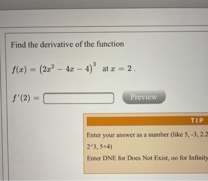 Solved Find the derivative of the function f(x) = (2x2 - 4x | Chegg.com