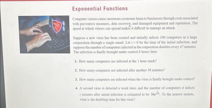 Solved Exponential Functions Computer viruses cause enormous | Chegg.com