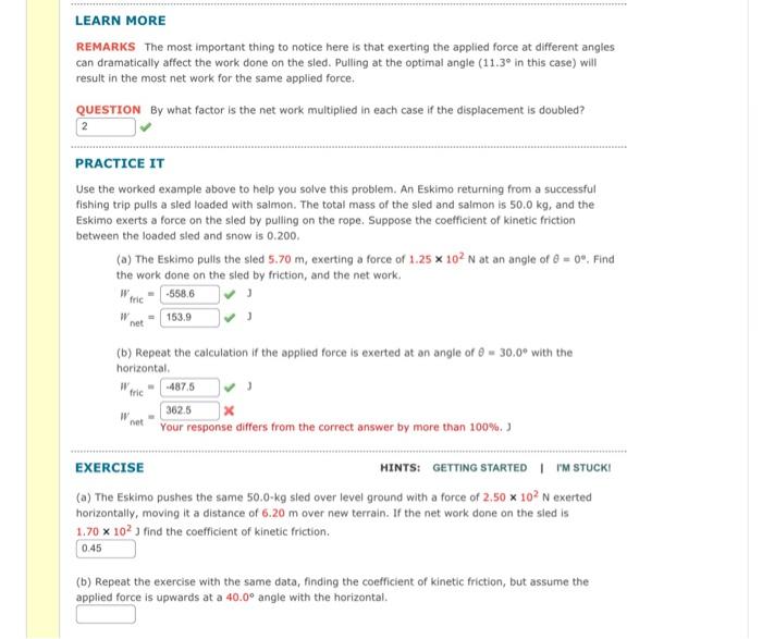 Solved horctont. GOAL Calculate the work done by friction | Chegg.com