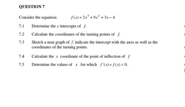 Solved Consider the equation: f(x)=2x3+9x2+3x−4 7.1 | Chegg.com